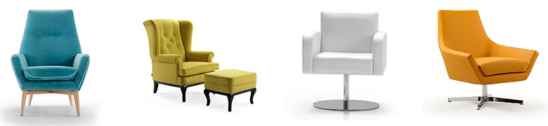 Butacas y Sillones de Calidad, con Pie Giratorio, Fijo y Patin